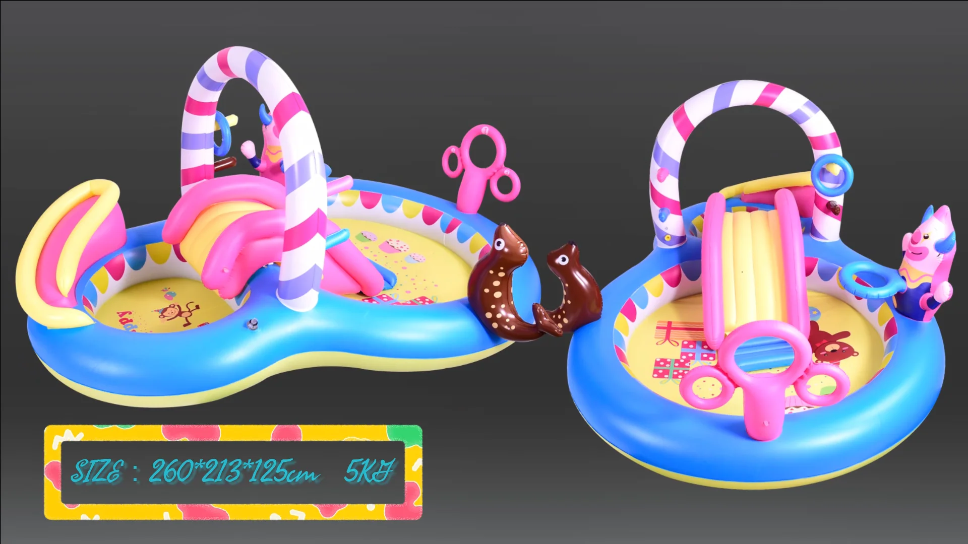 Custom Backyard Inflatable Pirate Ship Kids Paddling Pool Sprayer Water ...