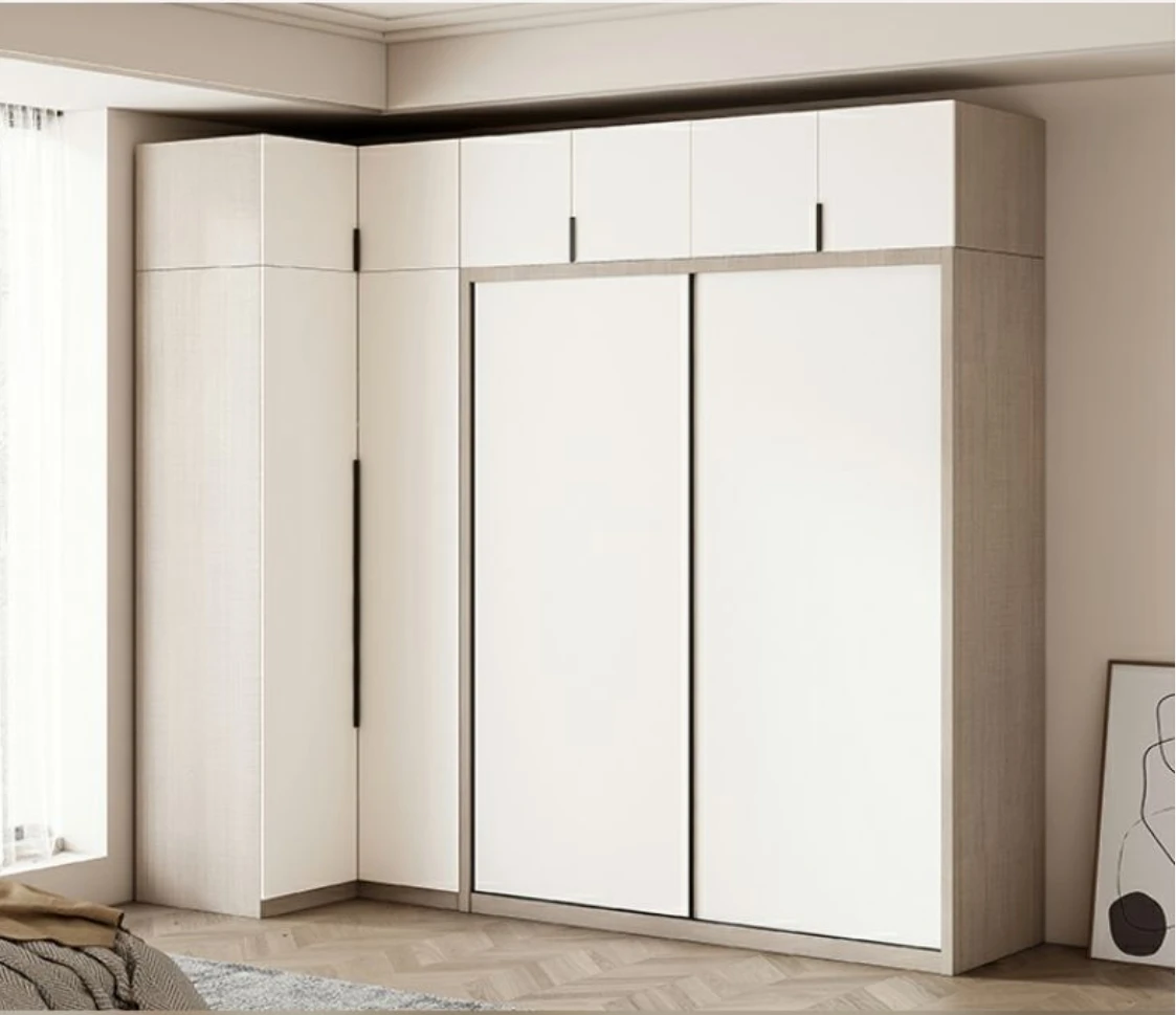 L-Shaped Corner Wardrobe with Desk - Modern Bedroom Furniture for Small ...