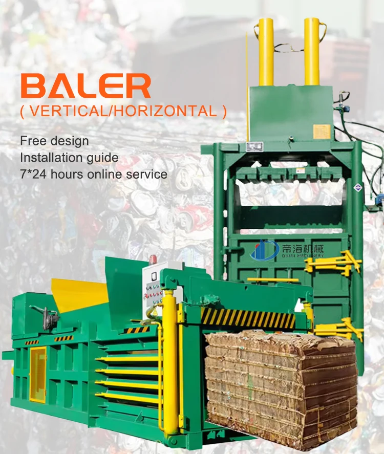 Horizontal Hydraulic Pressure Plastic Bottle Baler Compress Machine ...