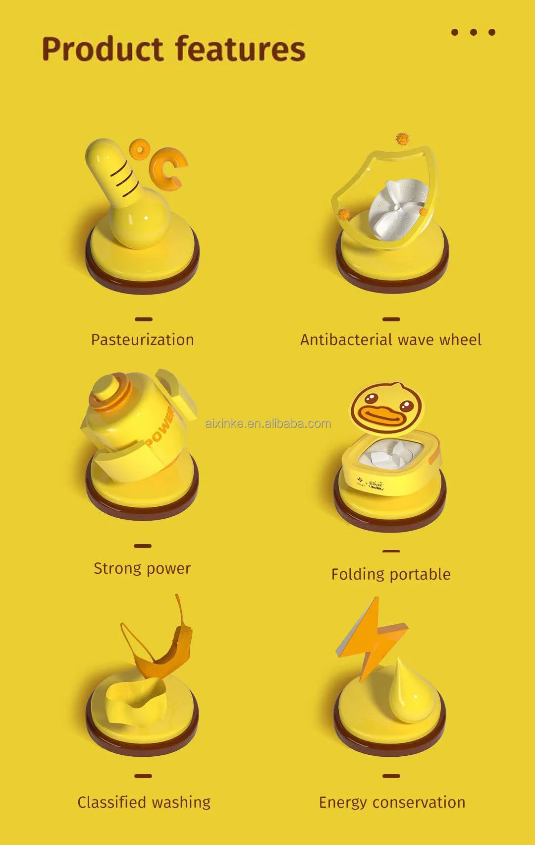 12v Dc Cute Cartoon B. Duck Pasteurization Kids Moyu Mini Foldable Baby ...