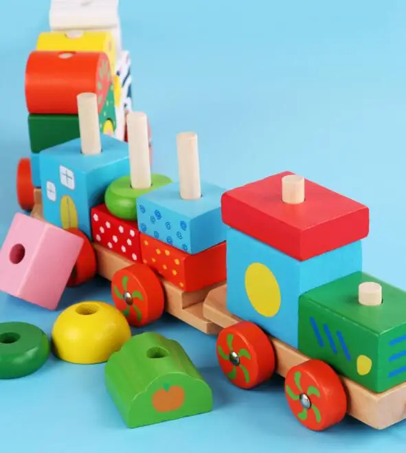 Wooden Disassembly And Assembly Multi-functional Drag Train Children's ...