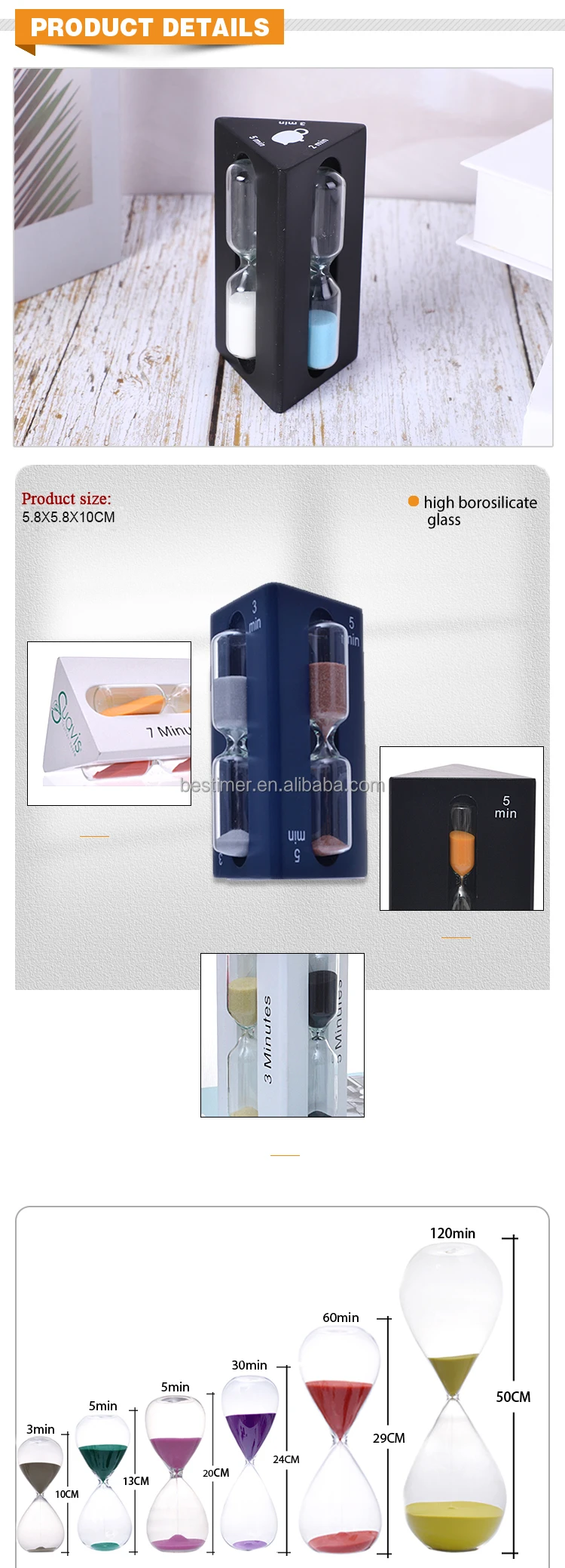 3 In 1 Wooden Sand Timer Toys Sand Timer Hourglass Factory Price For ...