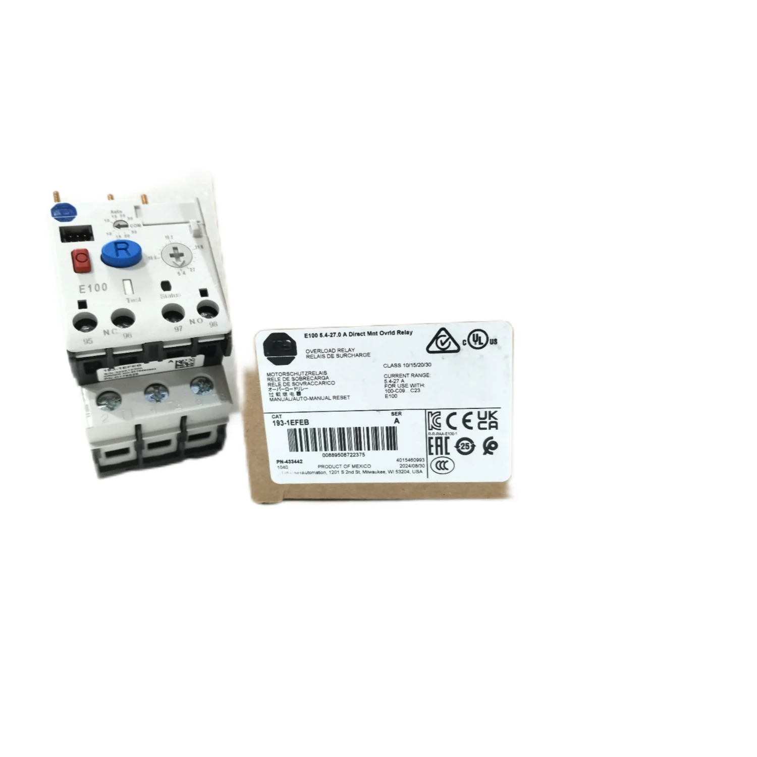 Original in stock 193-1EFEB E100 Overload Relay, Trip Class 10, 15, 20 ...