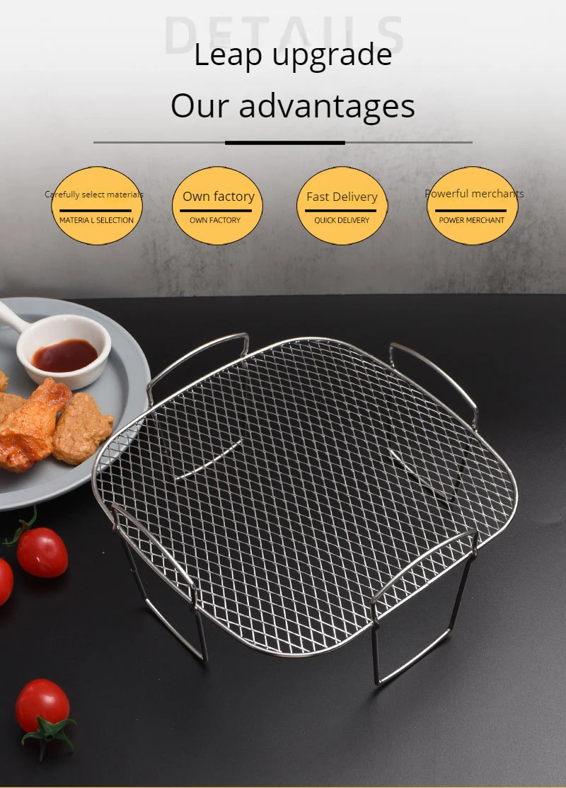 304 Stainless Steel Air Fryer Accessories Square Barbecue Net Oil ...