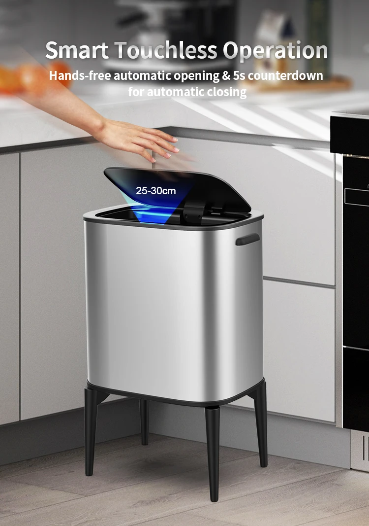 Stainless Steel Smart Waste Bins - Eco-Friendly & Stylish