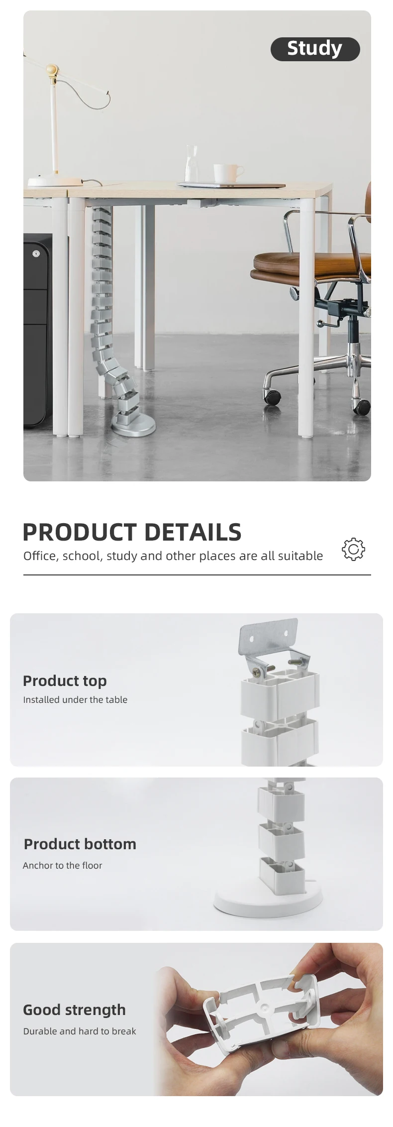 Vertical under Desk Table PC Wire Cable Tidy Management System