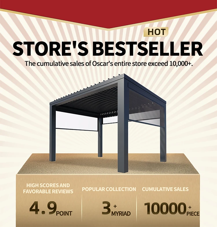 Outdoor Motorized Louvered Roof Set Bioclimatic Aluminum Pergola ...