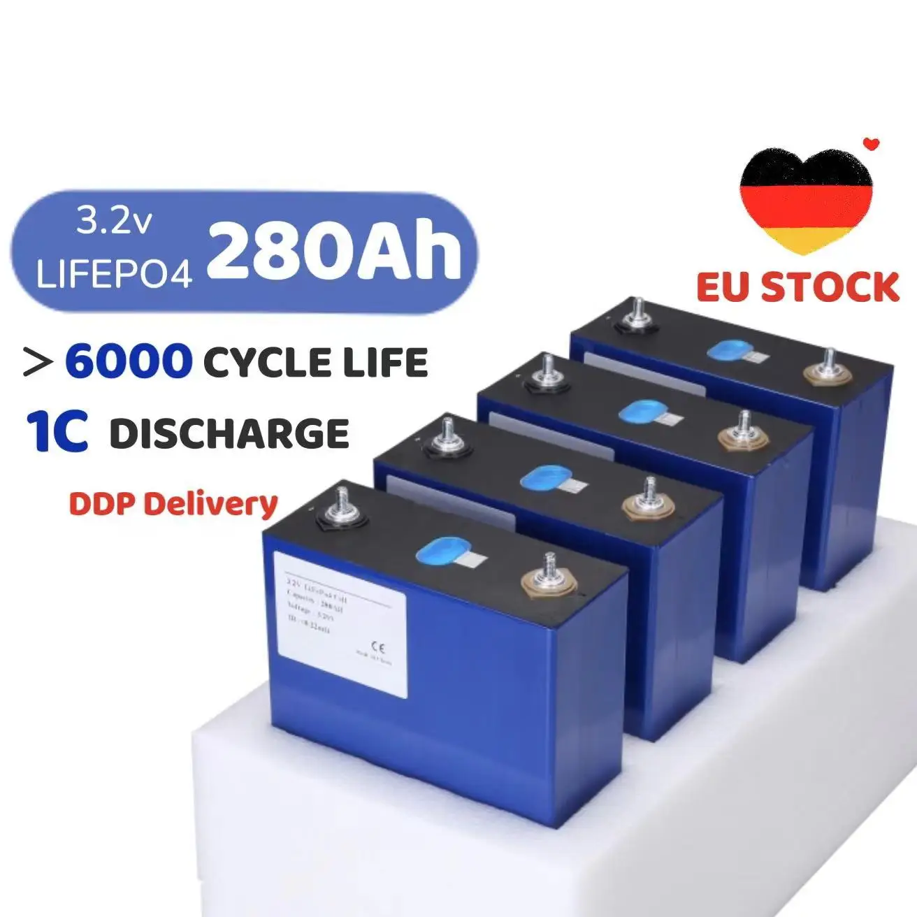 Germany Eu Stock Lifepo4 Lf280k 3.2v 280k Batteries 280ah Prismatic Cells With 10000 Cycle Life ...