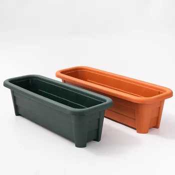 Balcony Garden Window Box Planter Troughs Brown Big Plastic Rectangular ...