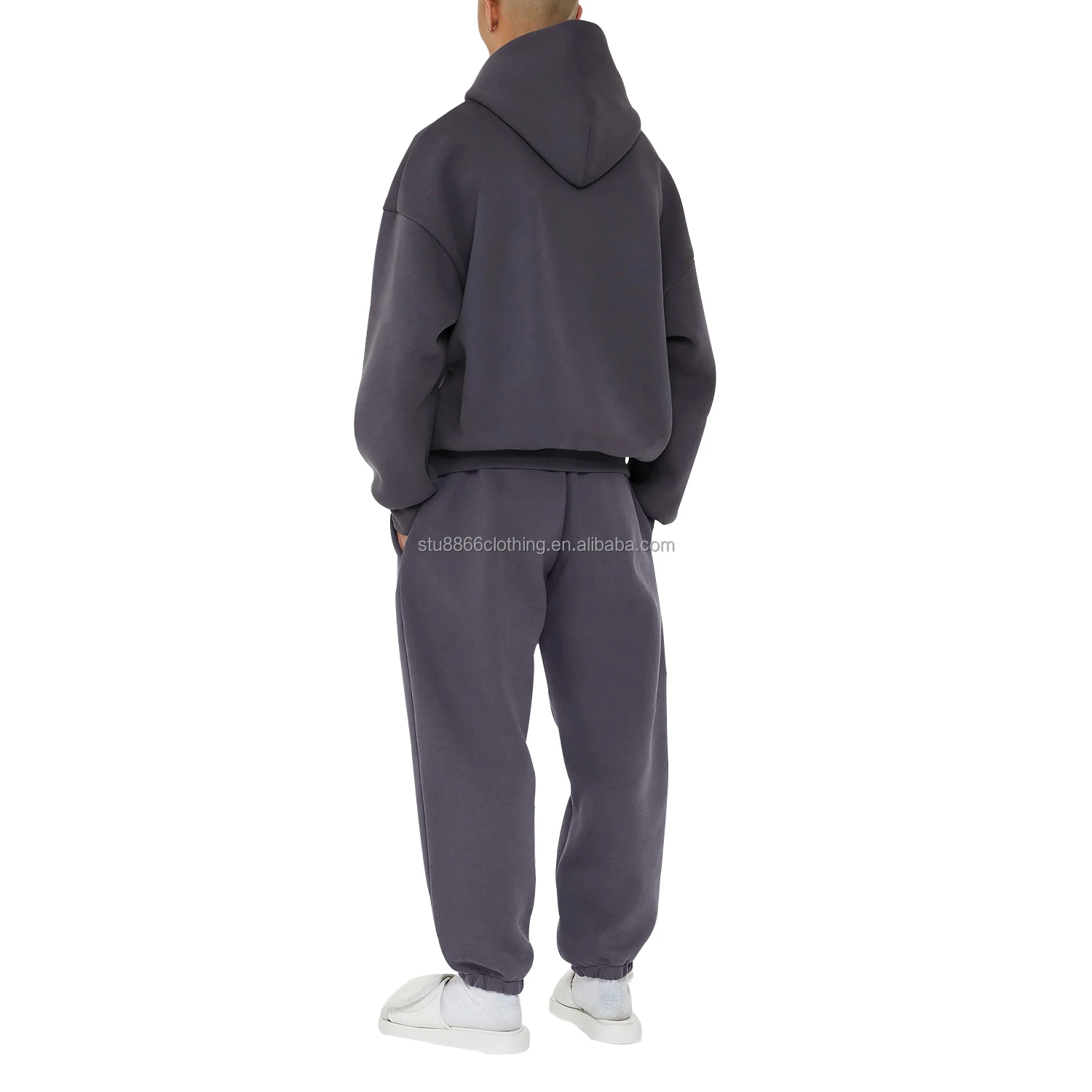 OEM Gym Black Blank Tracksuit Custom Embroidery No String Hoodie ...
