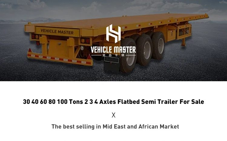 Vehicle Master Flatbed Truck Trailer Flatbed Semi Trailer 3 Axles 40ft ...