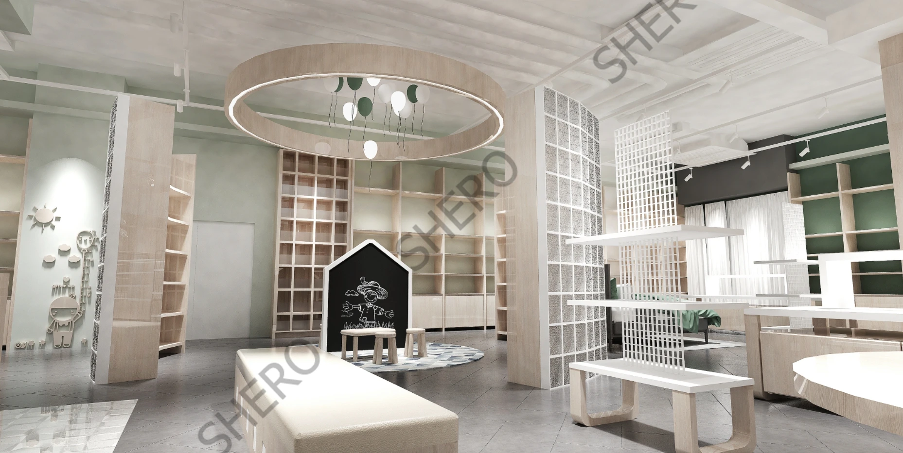 Wooden Baby Clothing Shop Decoration Kids Clothing Stores Fixture ...