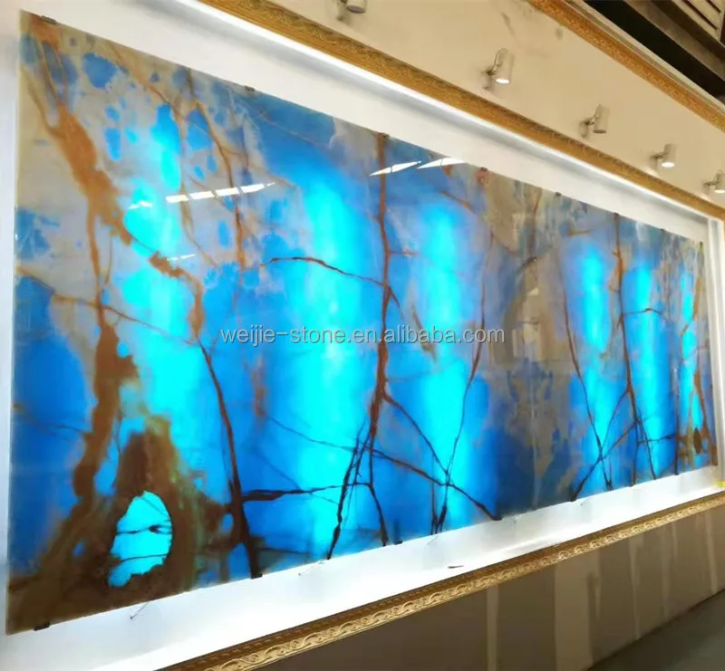 Blue Onyx Marble Slab - Translucent, Polished, Customizable