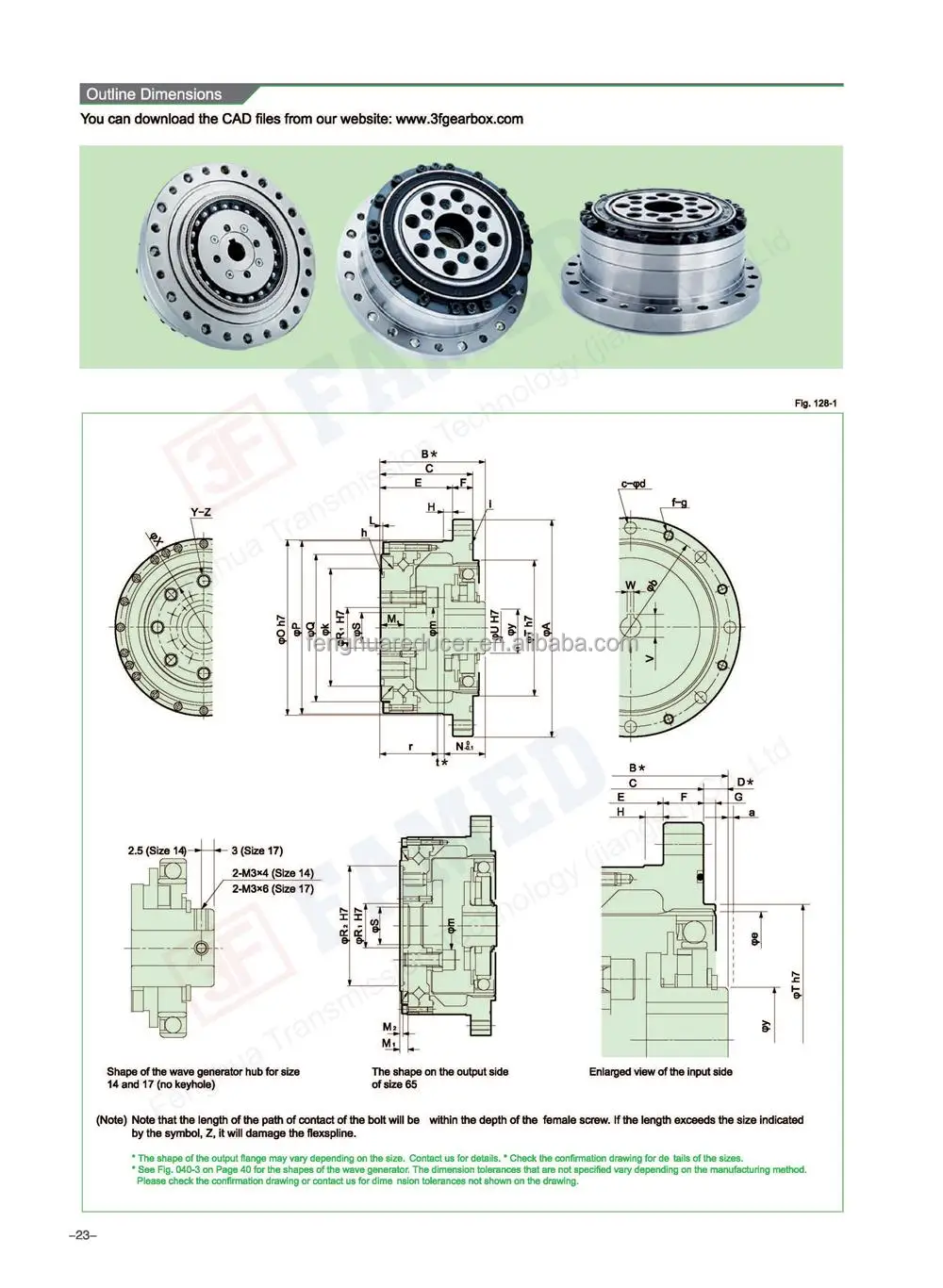 3F FAMED CSG-14-50-2UH Harmonic Drive Gear Motor Drive Zero Backlash Speed Reducer for Robot ...
