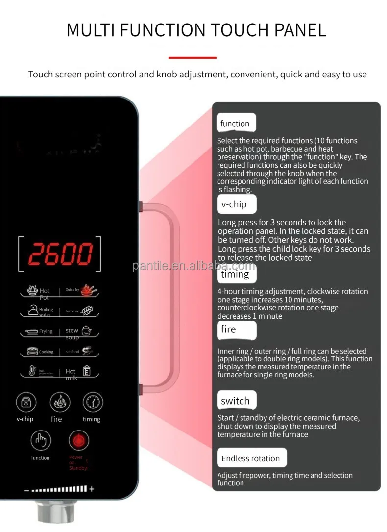 2200w Single Burner Touch Control Clay Pot Stove And Infrared Circuit ...