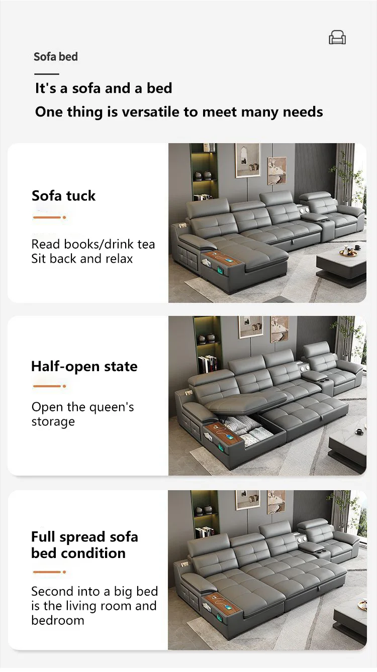 Modern Luxury USB Reclining Sofa Set for Family Living Room ...