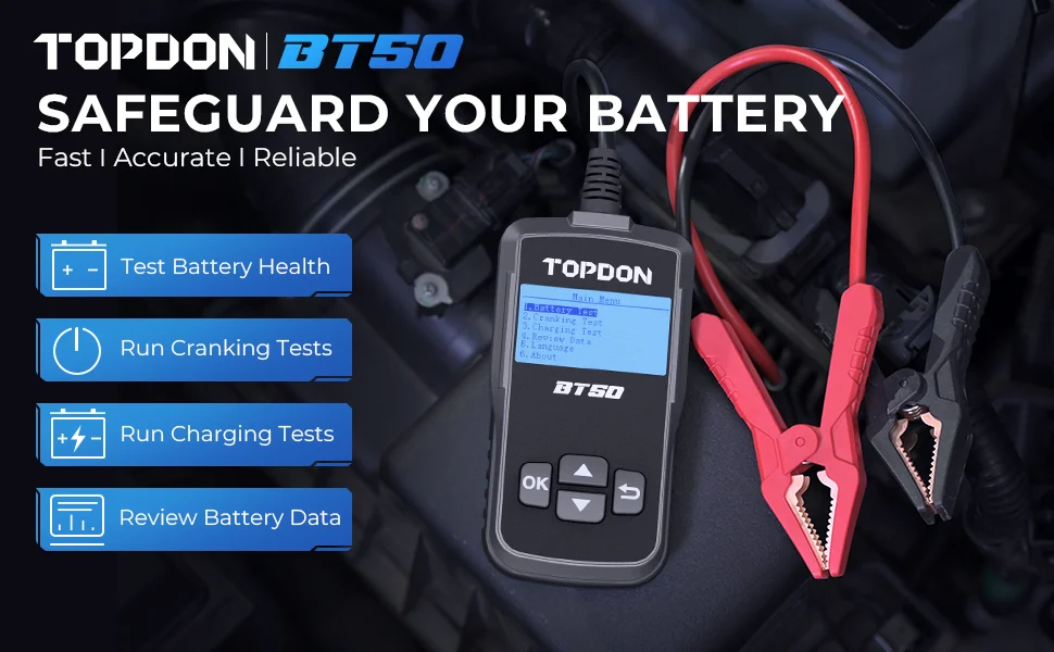 TOPDON BT50 Battery Tester - Reliable 12V 200ah Analysis