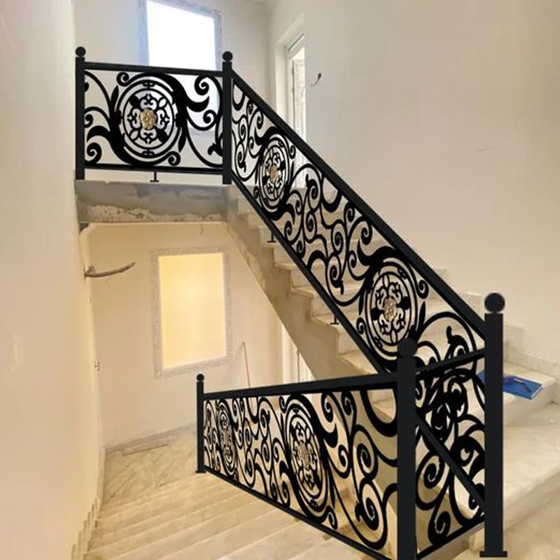 Simple Interior Wrought Iron Stair Hand Railings Decorative
