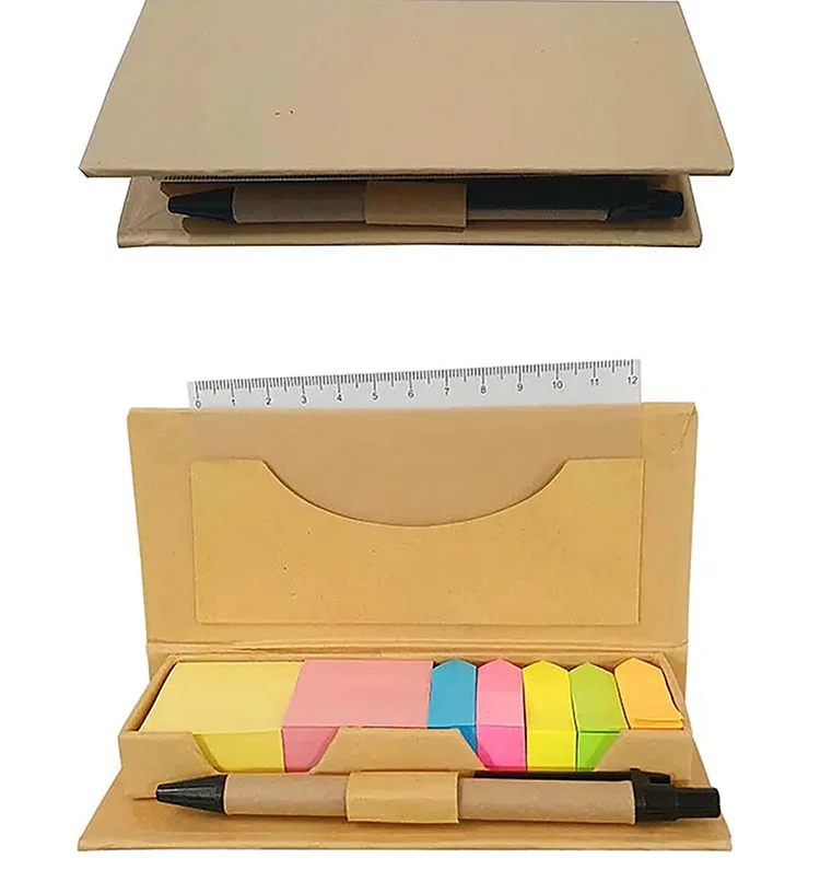 Custom Memo Pad Sticky Note Set with Pen Pocket Rule Stationery Set ...