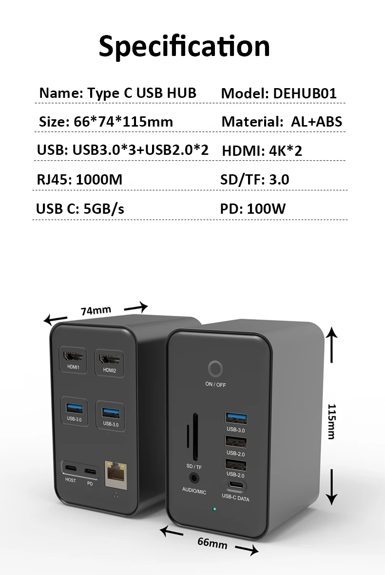Dual Monitor Displaylink Docking TF3.0 Type C Multi USB Port