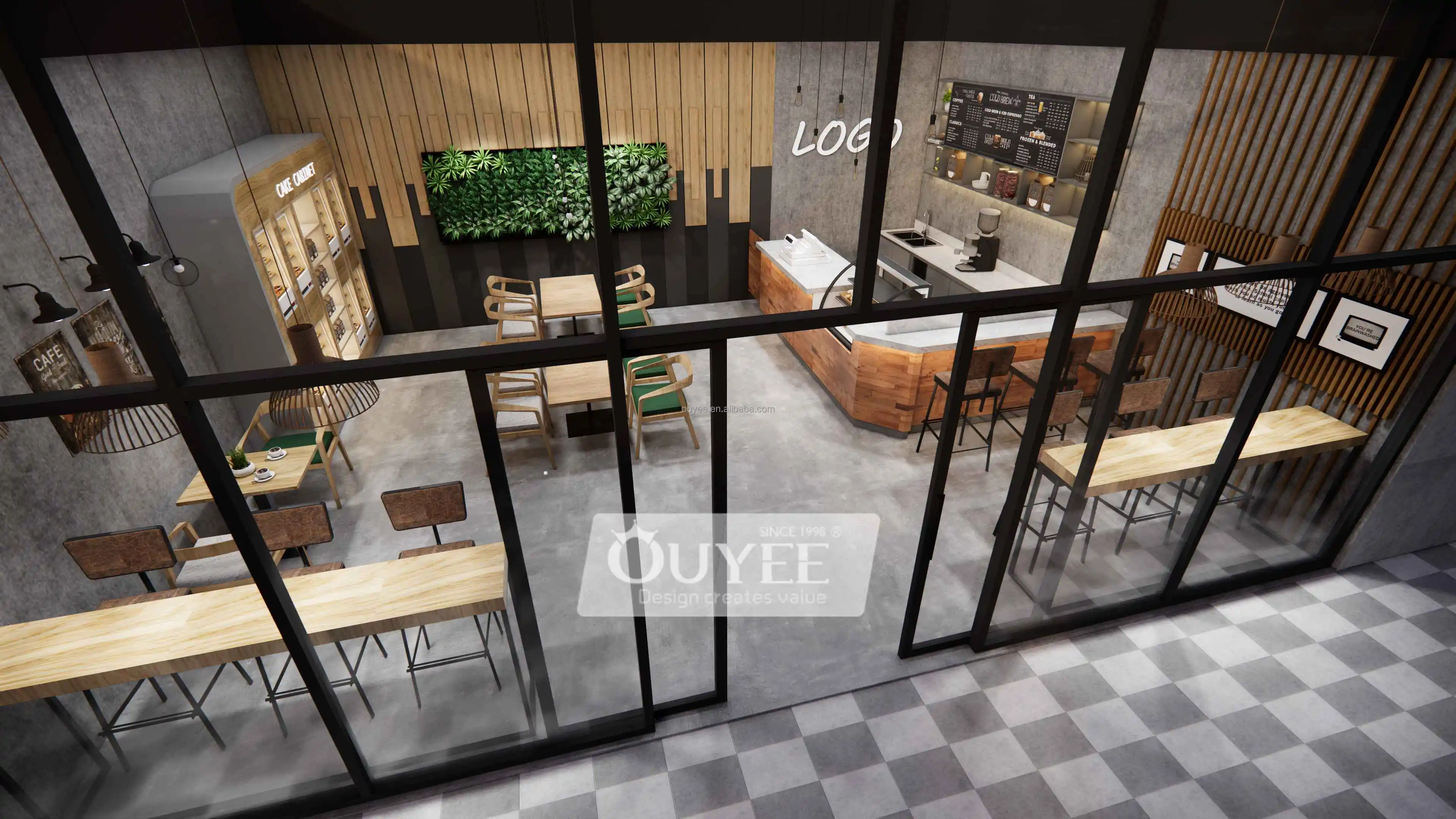 Custom Modern Commercial Cafe Interior Design & Coffee Shop Counter for ...