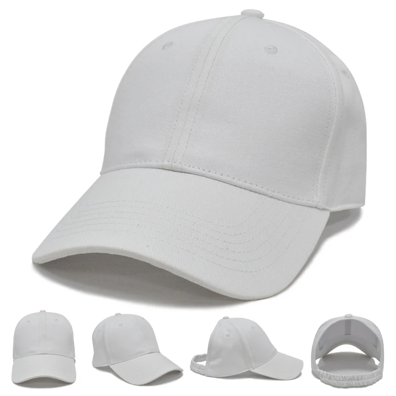 Womens Cotton Custom Backless Baseball Cap White Ponytail Hat - Buy ...