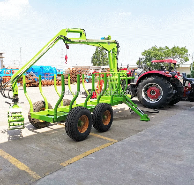 90 Hp Tractor Logging Grab Crane Trailer,Forestry Tractor Mounted ...