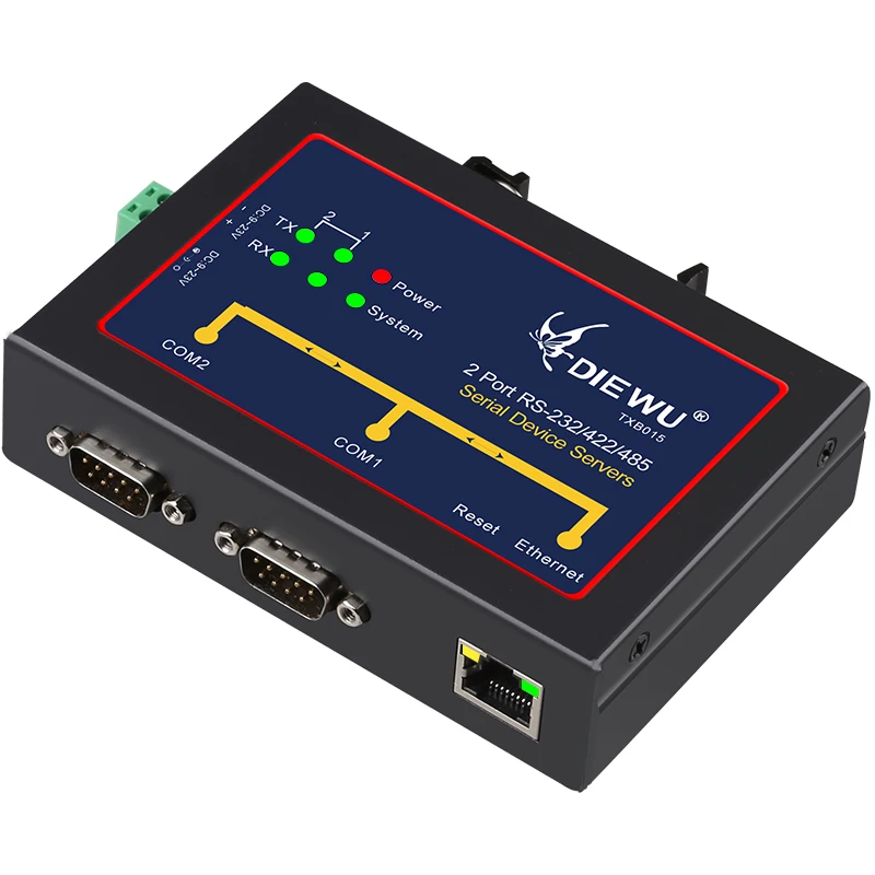 Dinrail Ethernet To 2 Port Rs232 Rs422 Rs485 Serial Device Servers Tcp ...