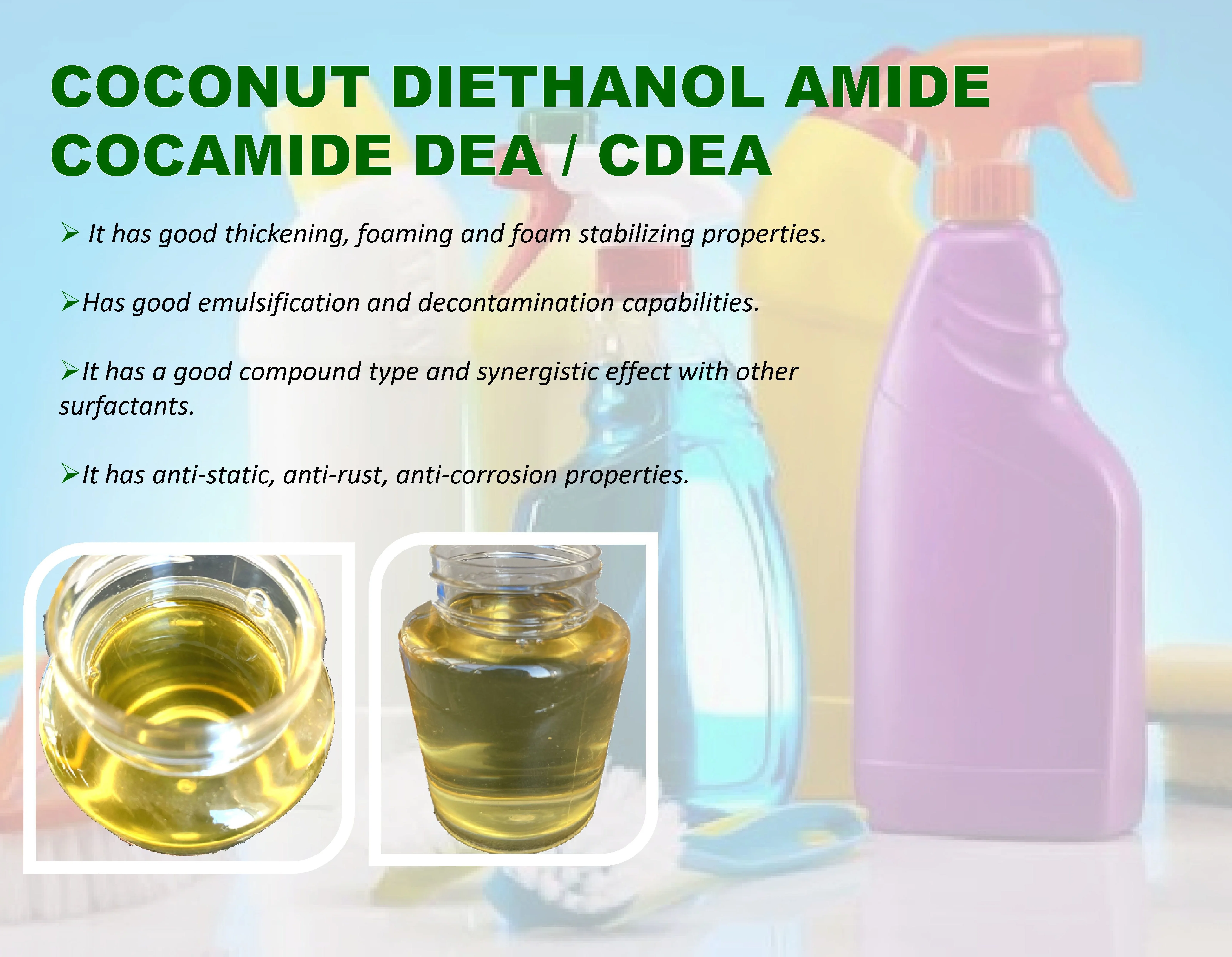 Dishwashing Raw Materials CDEA 85% 90% Coconut Fatty Acid ...