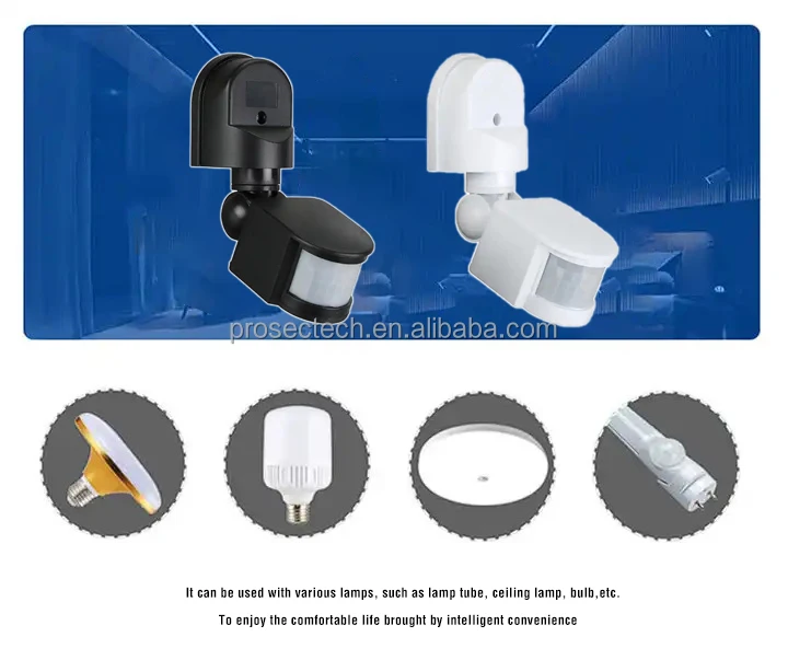 180 Degree Wide Angle 12m Detection Range PIR Light Sensor Switch Human ...