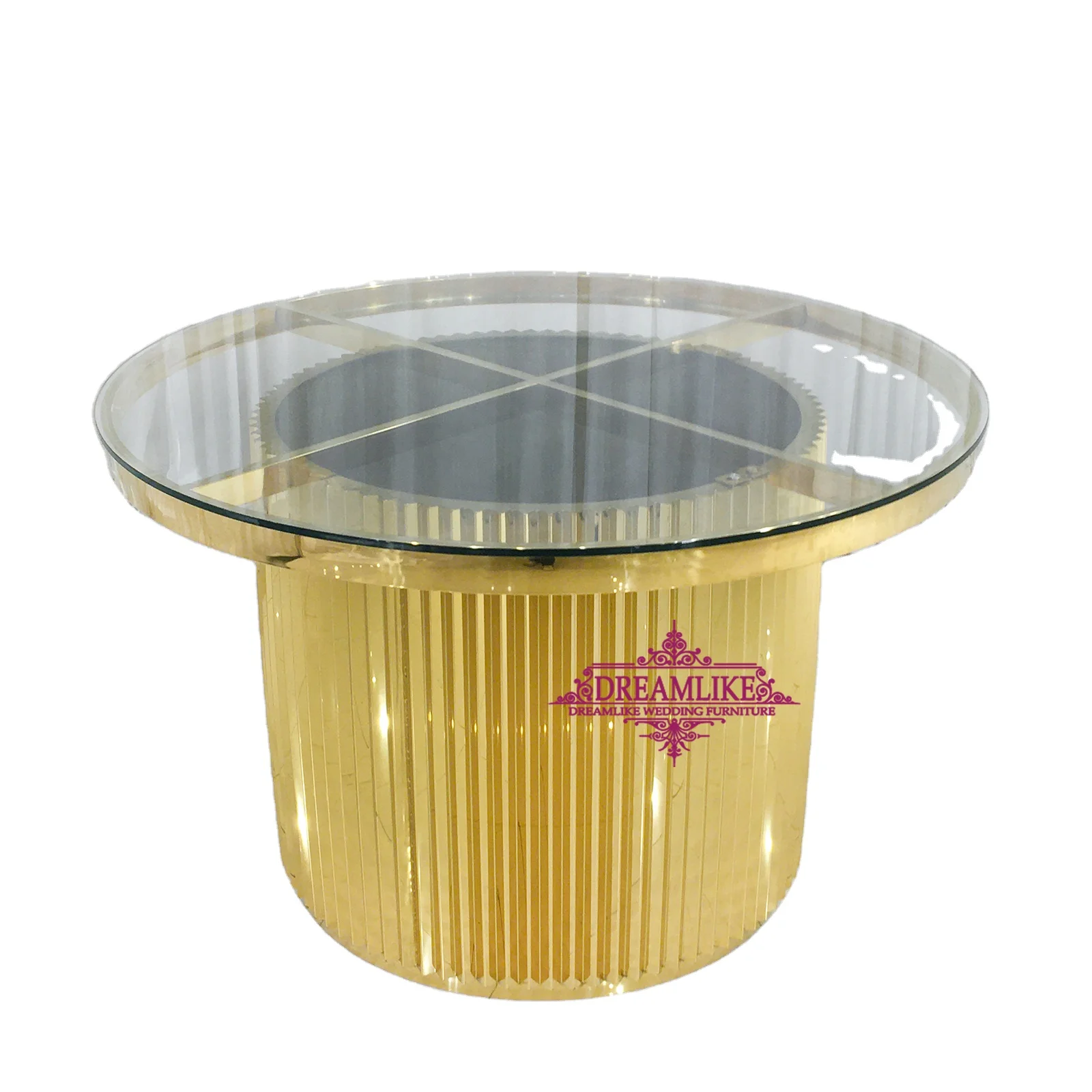Modern Luxury Round Table With Gold Stainless Steel Type Glass Metal ...