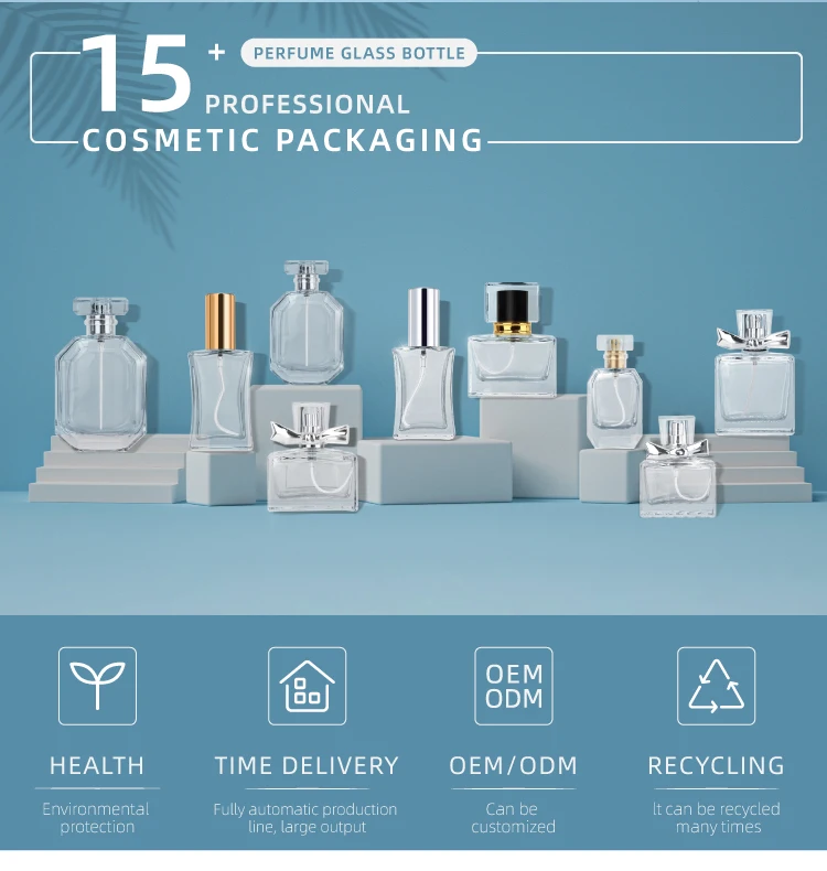 30 50 15 Ml High Quality Square Luxury Crimping Custom Empty Glass ...