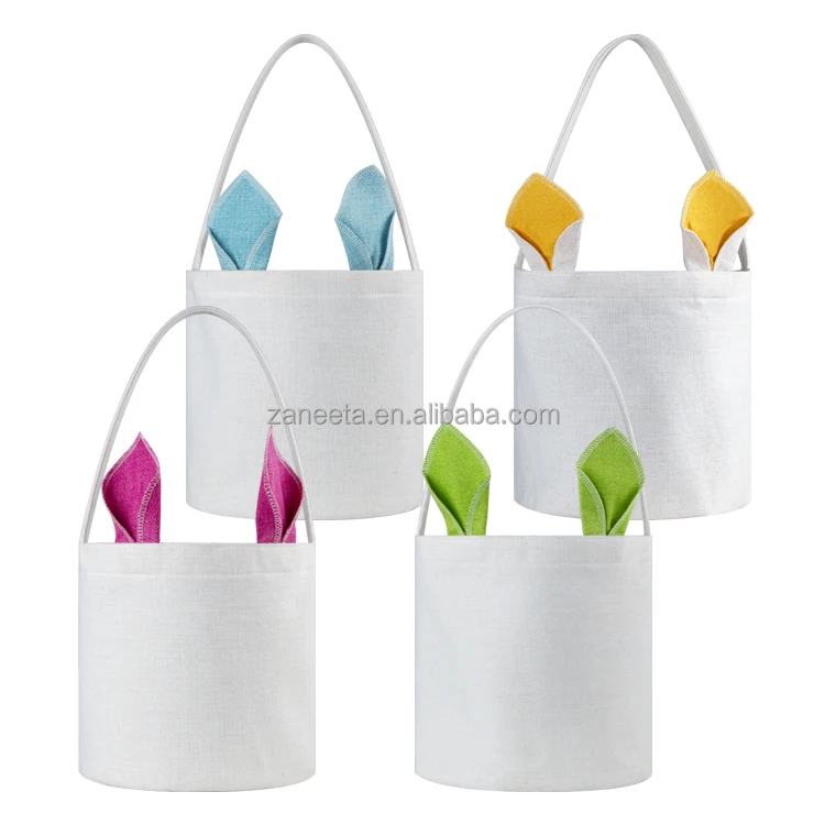 Linen Sublimation Bunny Basket Blank Easter Baskets Bunny Sublimation ...