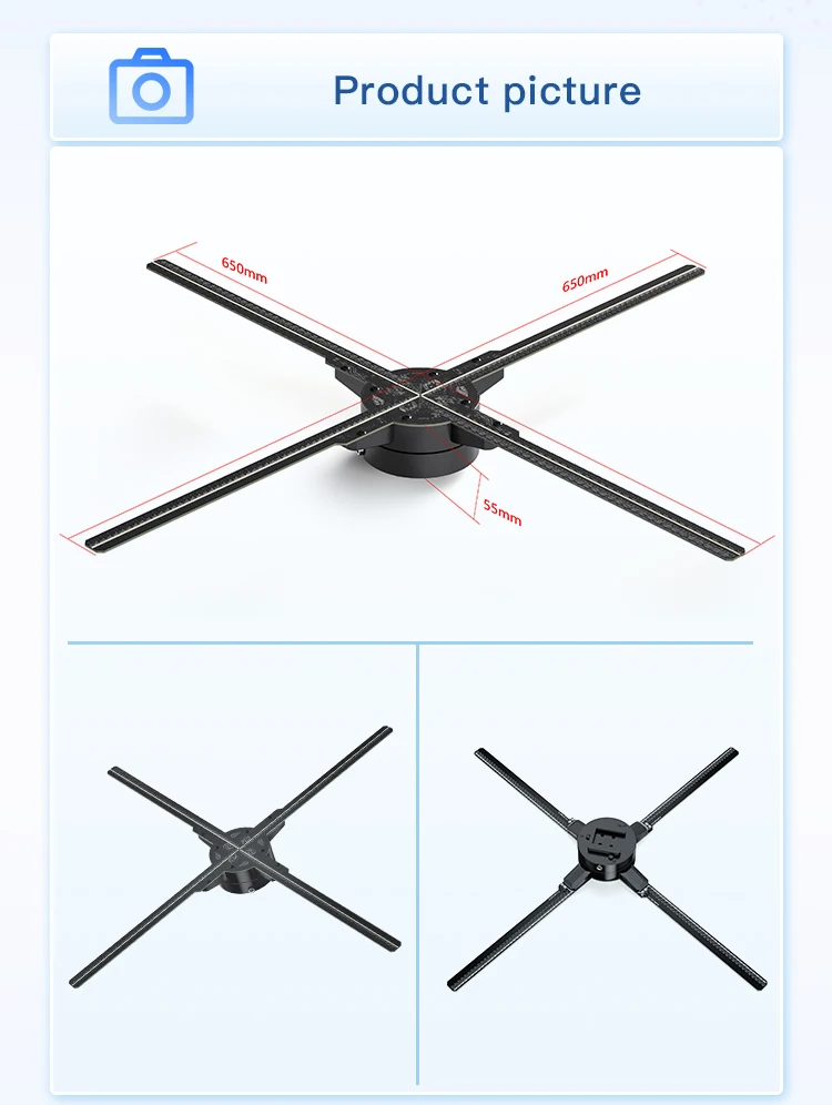 3D Holographic Fan with Acrylic Case for Large Exhibitions - OEM