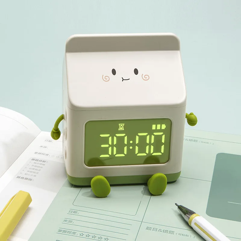 Cartoon Milk Box Digital Alarm Clock Square Electronic Children's Desk ...