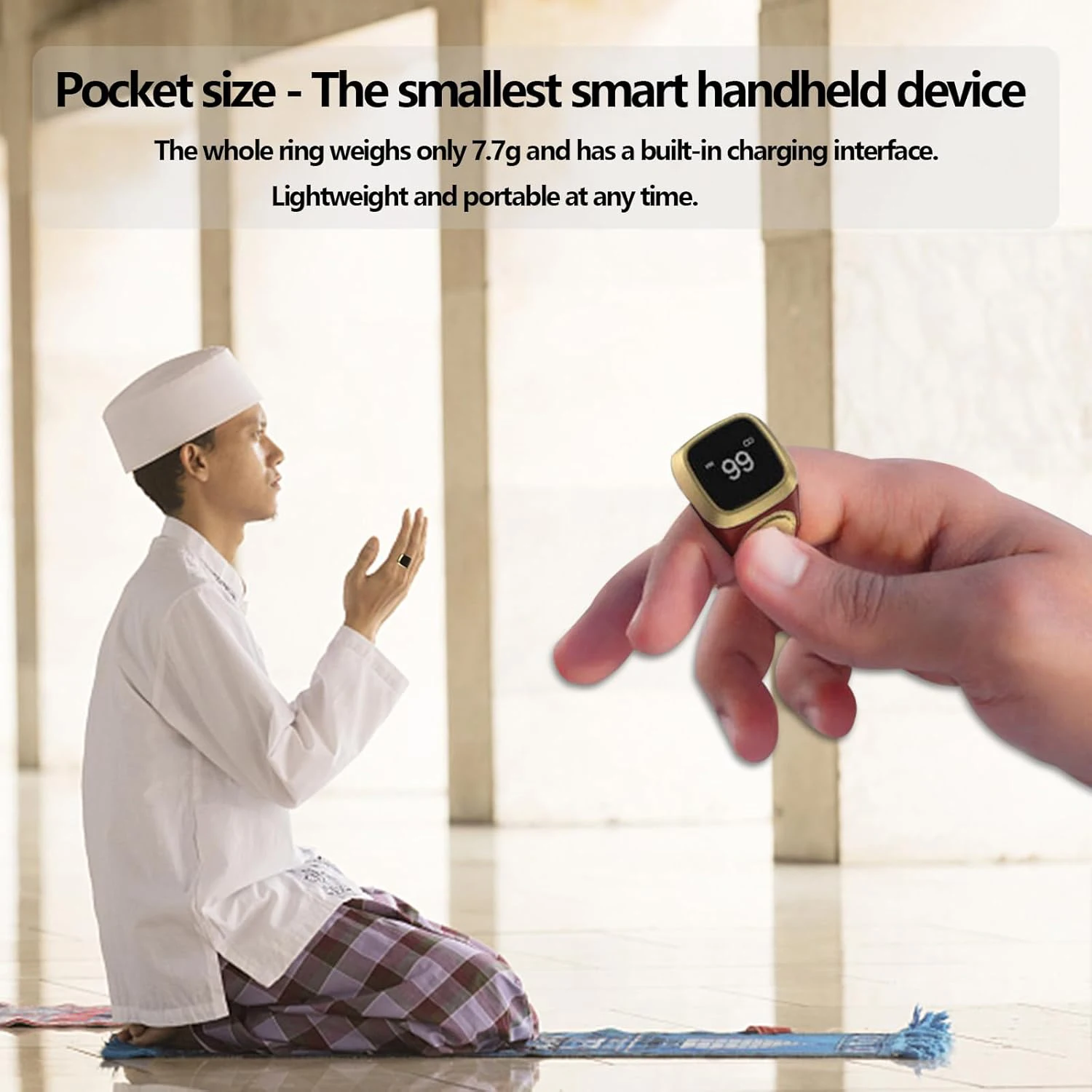 Smart Ring with Tasbih Beads - Hand Counters for Prayer