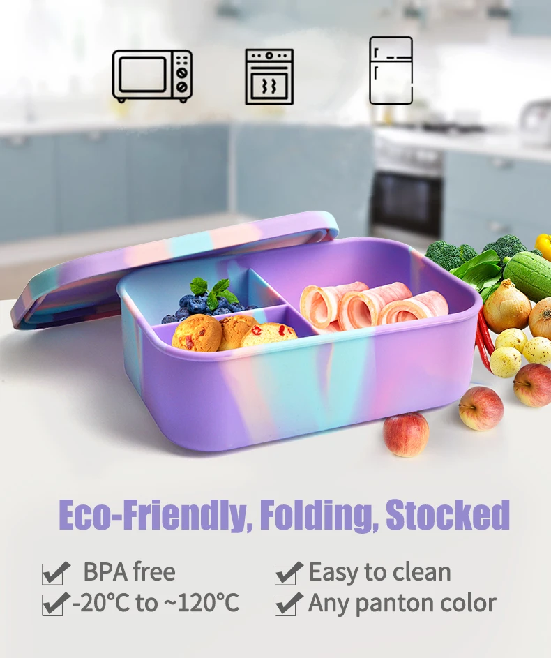Eco Friendly Silicone Leak Proof Kids Food Grade Lonchera Lunchbox ...