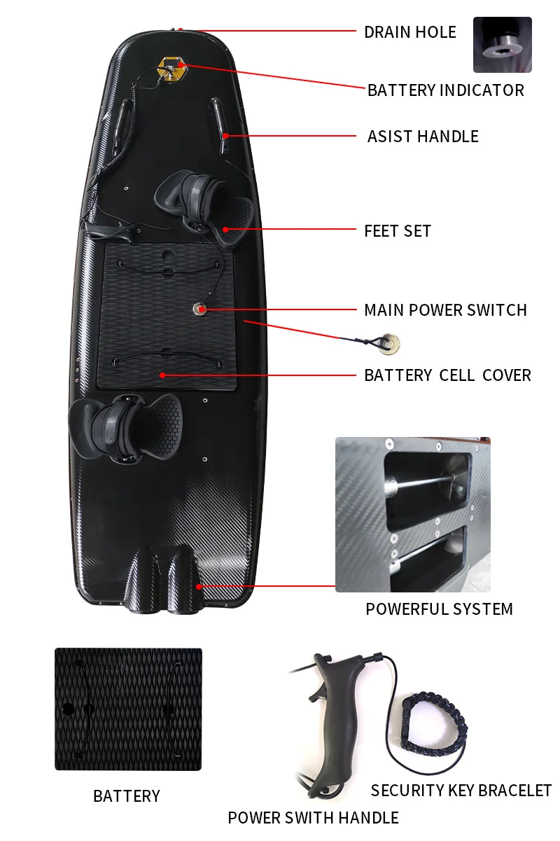 Sin Battery Electric Powered Electric Surfboard Motorized Jet Surf ...