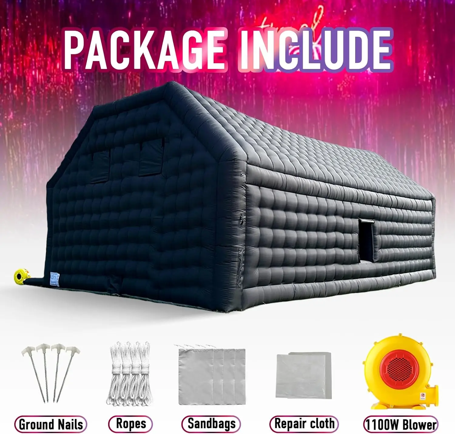 Warsun Black Led Disco Light Blowup Tent Inflatable Party Bar Pub ...