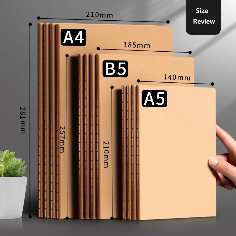 Wholesale A4 A5 B5 Exercise Notebooks - Kraft Paper & Wood Cover