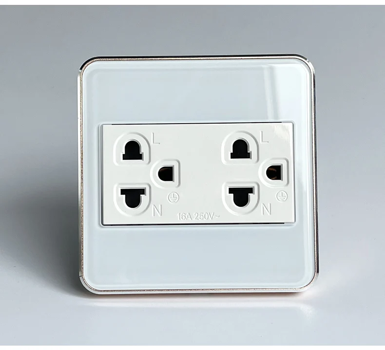 Eu Wall Socket 86 Standard 250v ~ White Black Tempered Glass Vn Thai ...