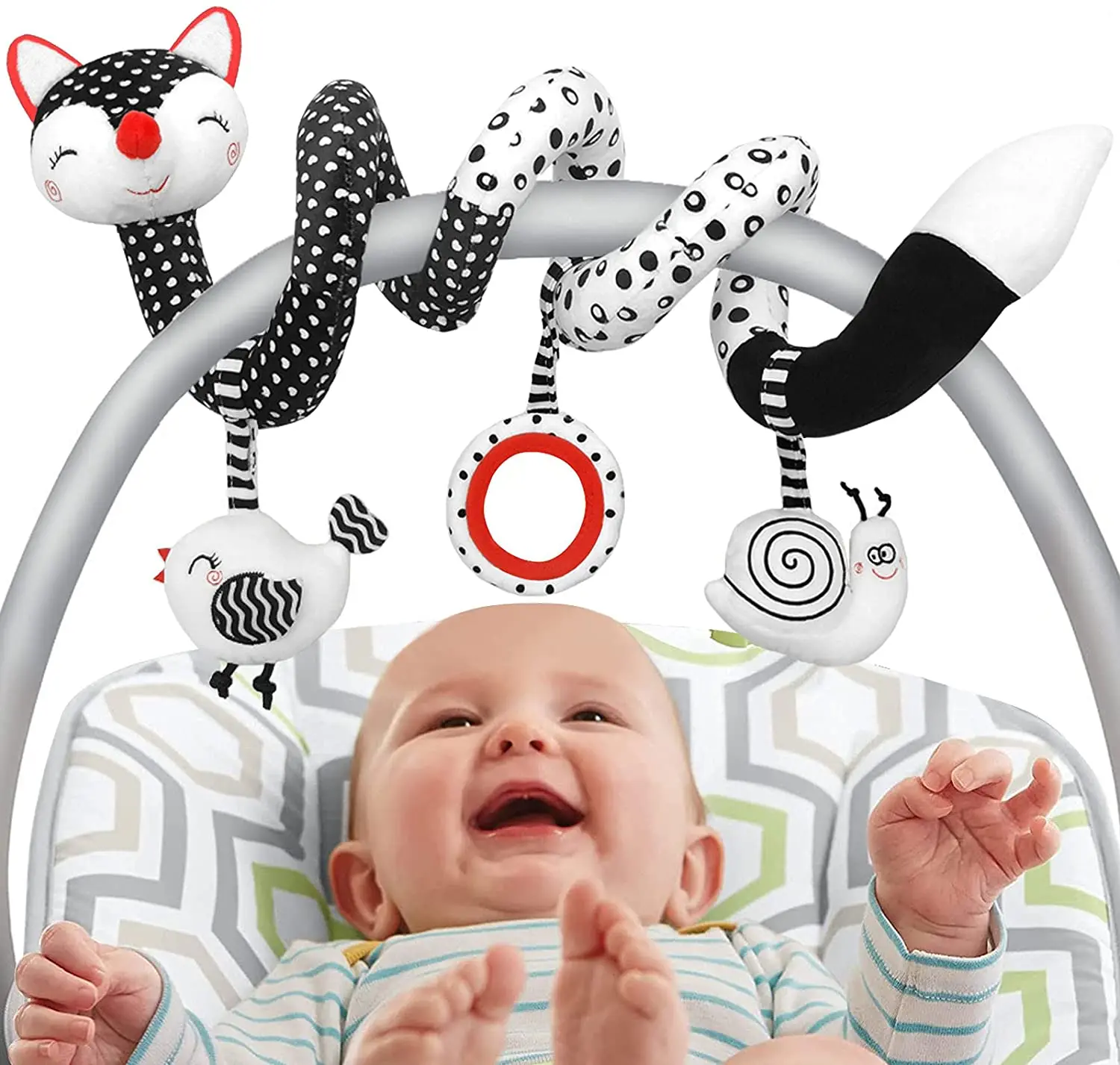 Black and White Stroller Toy - Activity & Sensory Fun