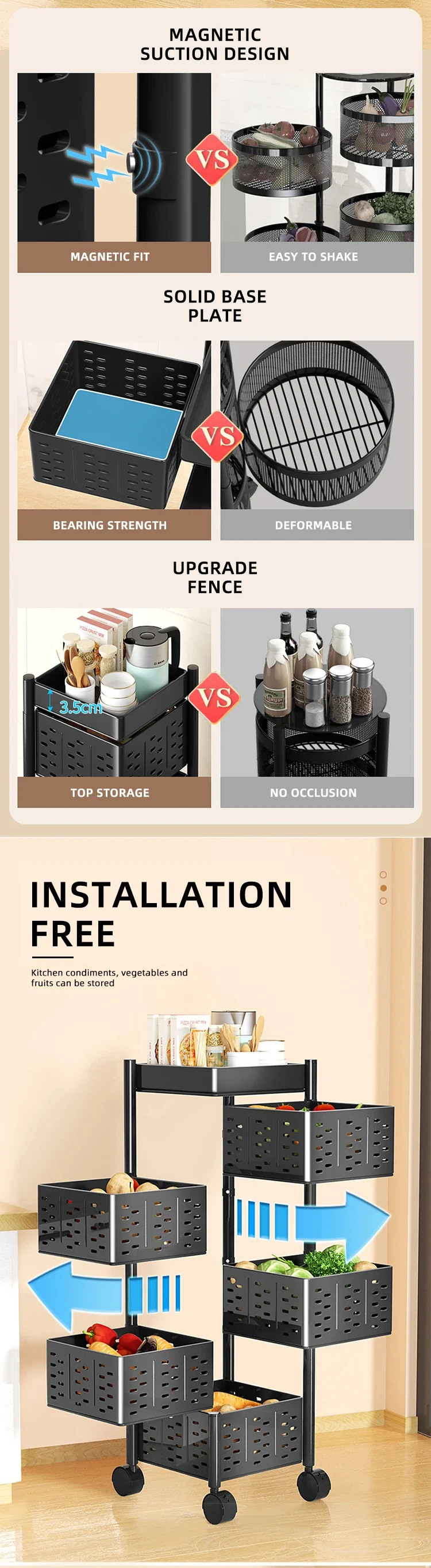 5 Layers Storage Layered Shelf Floor Standing Corner Metal Storage Rack ...