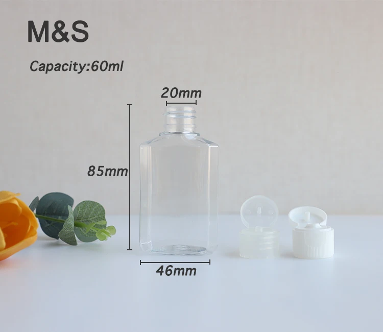 60ml Pet Clear Octagon Plastic Bottle Hand Wash Gel Bottle With Flip ...