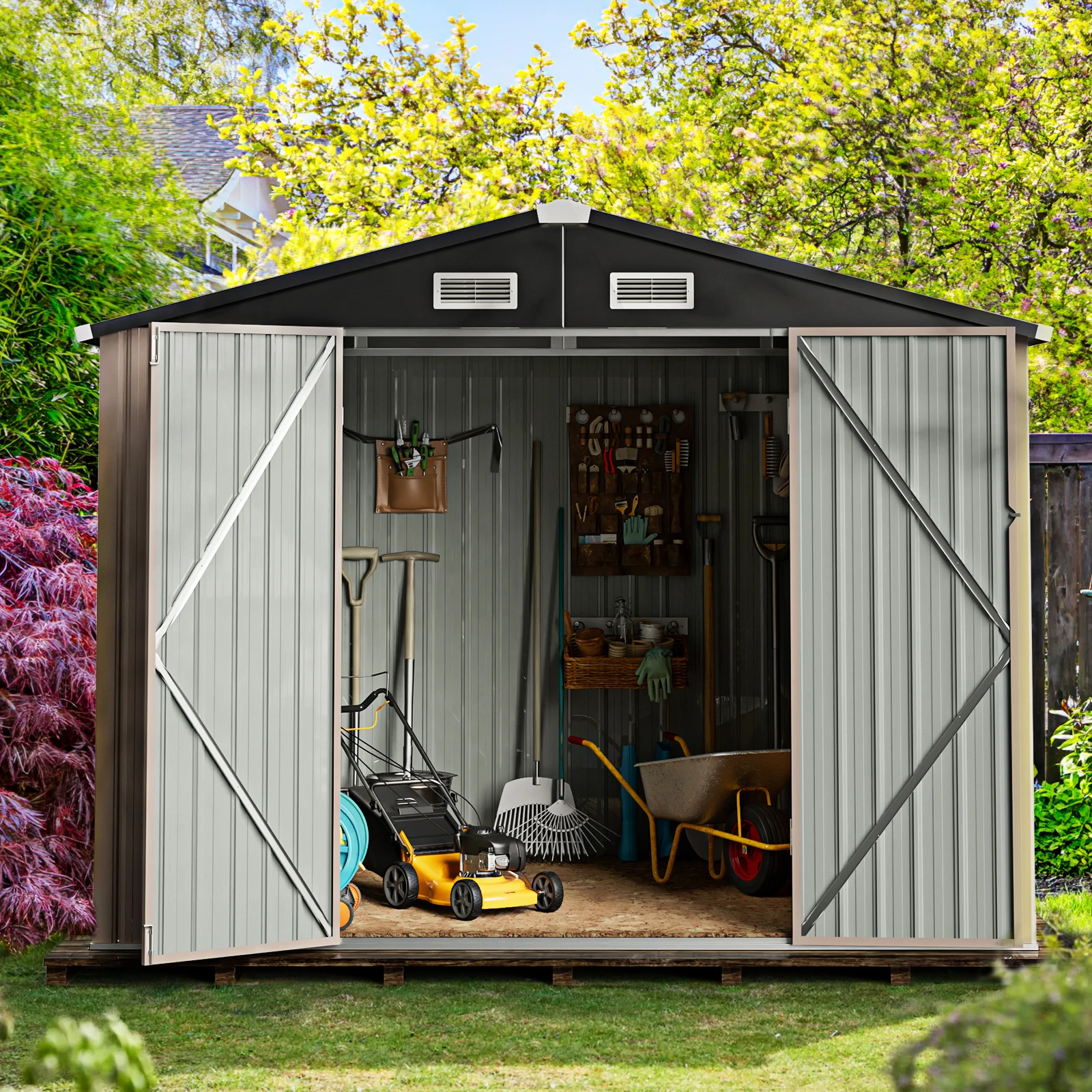 Mochen 6x8ft Eco-friendly Outdoor Metal Storage Shed Durable Garden Roofed Tool Shed - Buy Metal ...