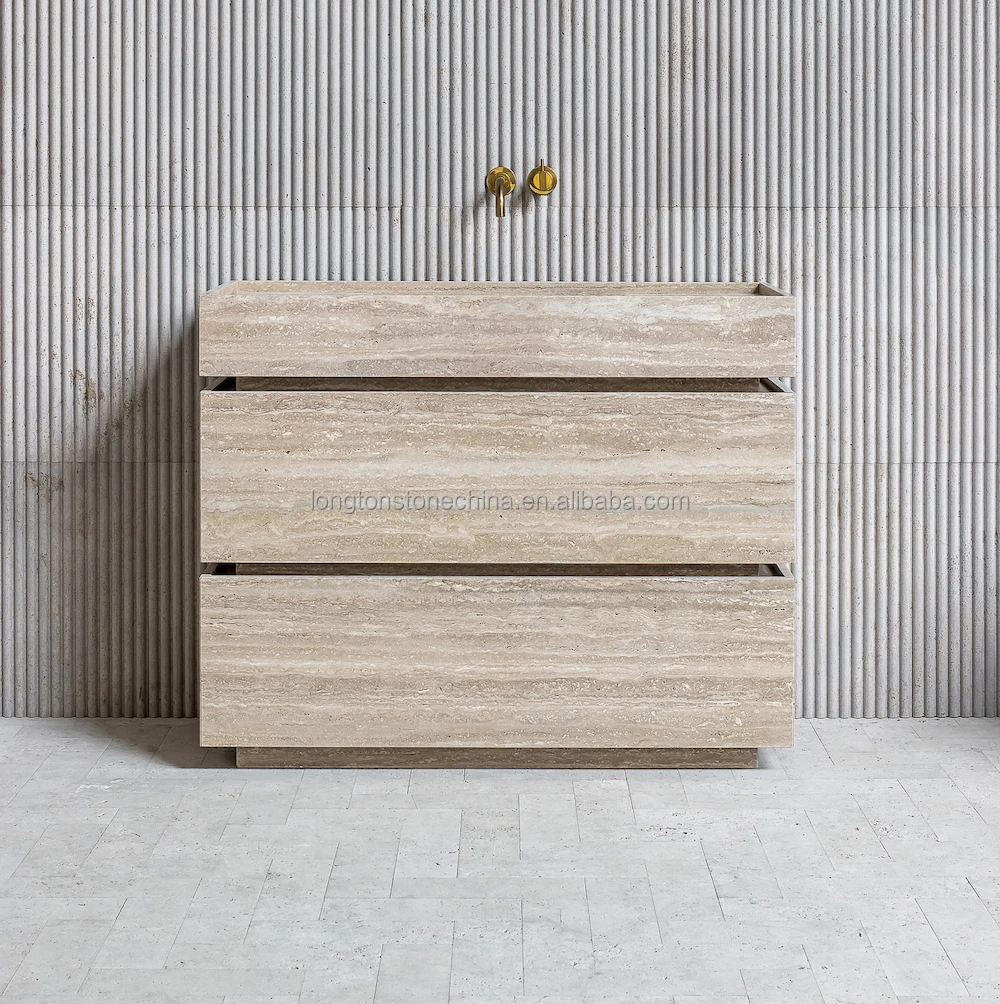Hot Travertine Bathroom Vanity With Sink Natural Beige Travertine ...