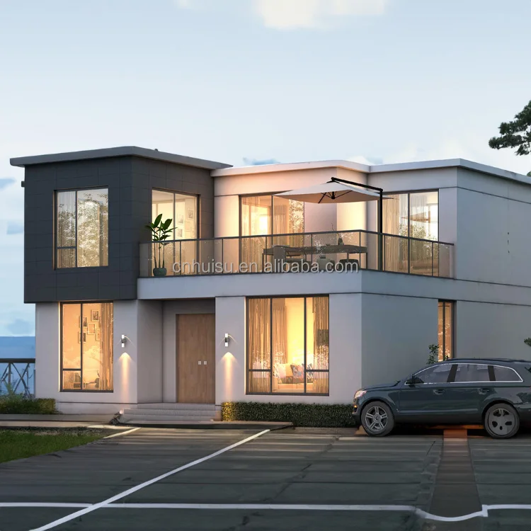 2 Floor House Steel Frame House 4 Bedrooms Steel Prefab House Villa