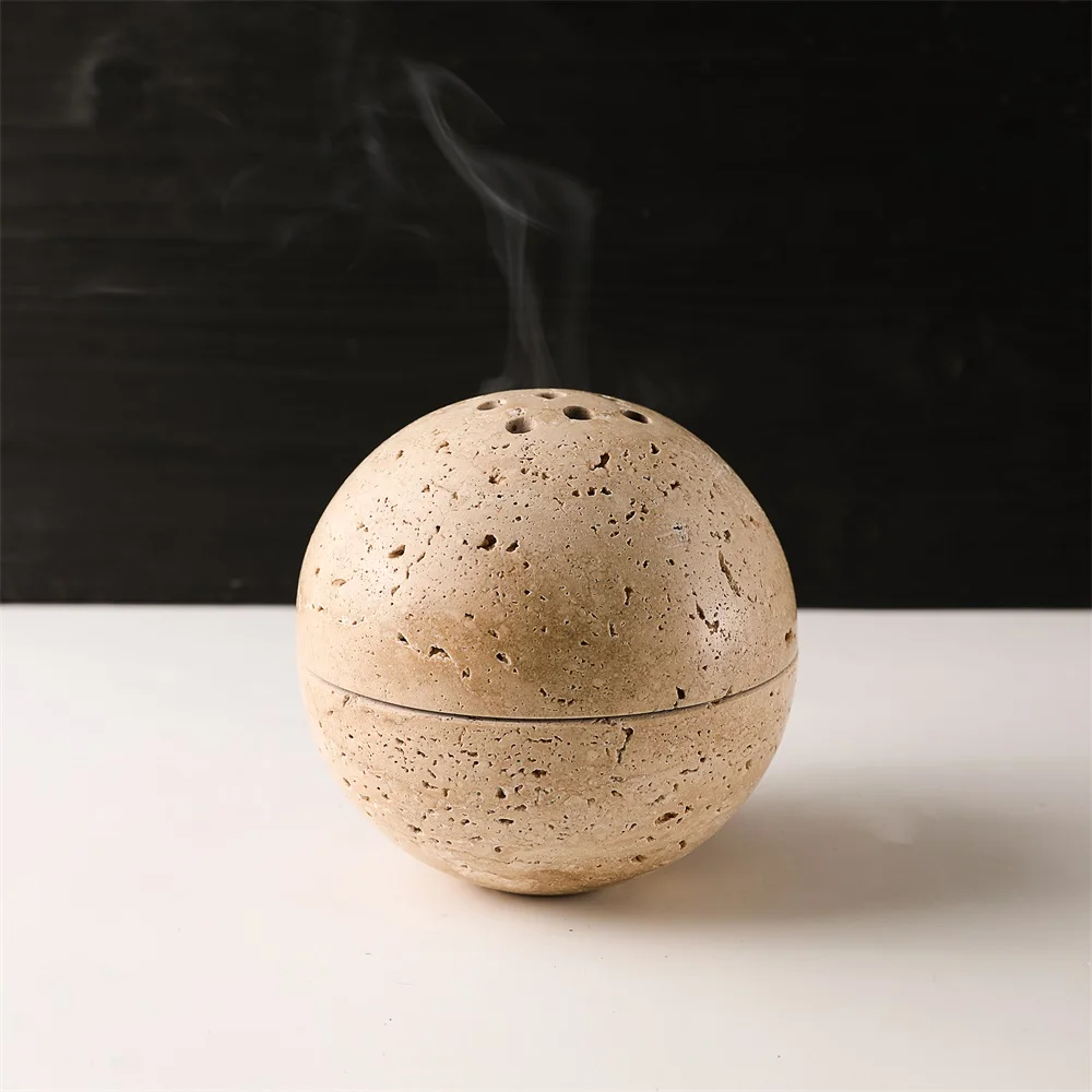 Maxery Natural Travertine Aroma Diffuser - Spherical Incense Burner