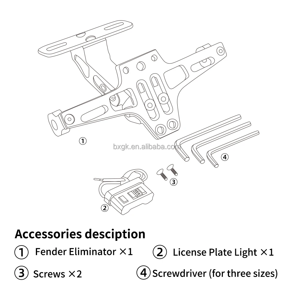 Universal Rear License Plate Mount Holder With Led Light For Honda For ...