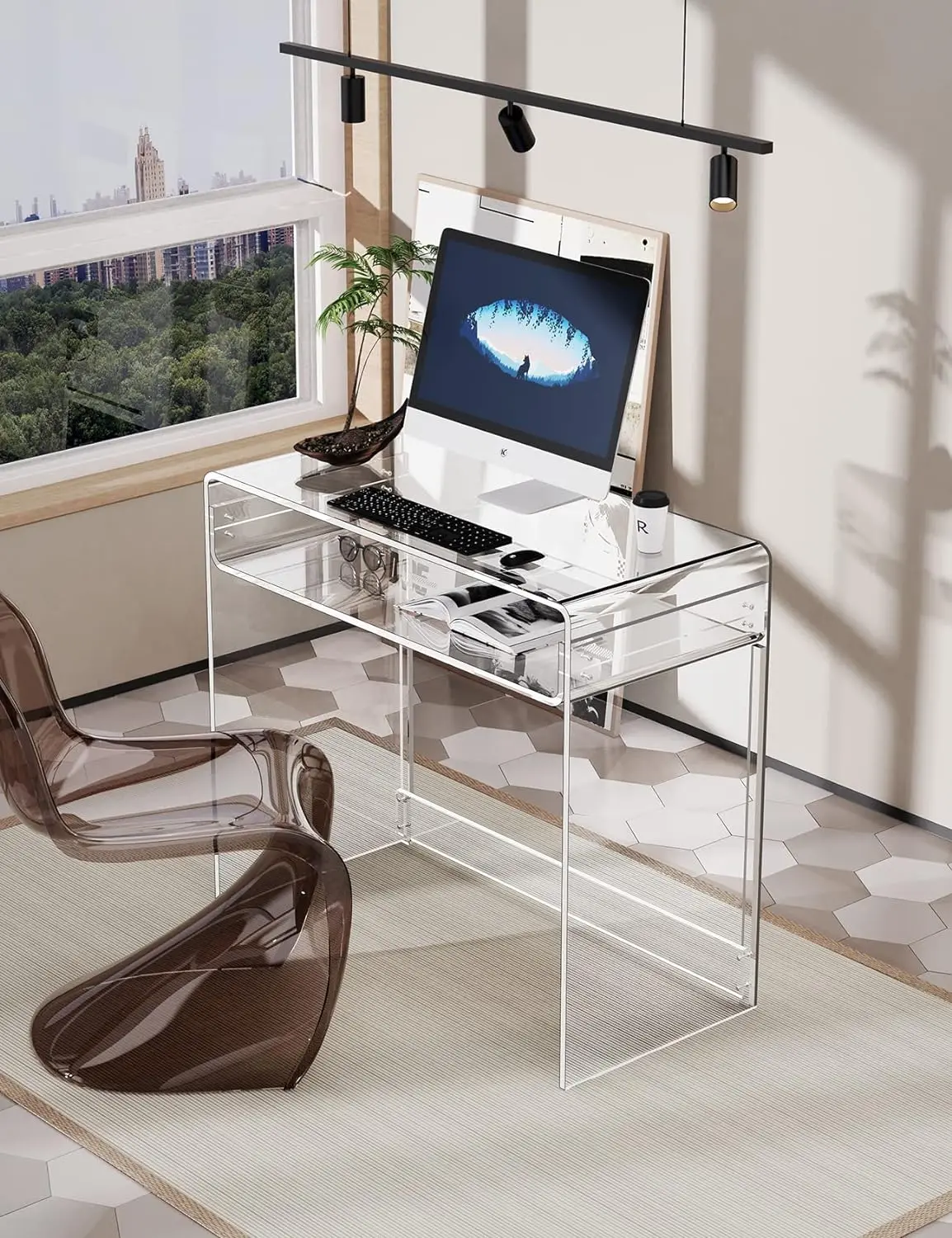 Lucite Study Table Home Office Console Table Entrance Table Decor Clear ...